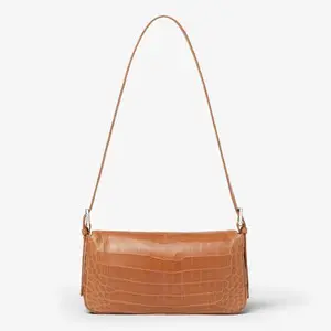 Fendi Baguette® 26424 Camel-color Brushed Crocodile Leather Bag